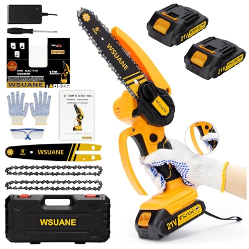 Mini Chainsaw, WSUANE Cordless Portable Electric Chainsaw Power Chain ...