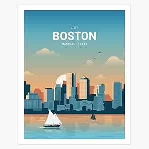 Amazon.com: Boston Massachusetts Vintage Travel Sticker Bumper Sticker ...