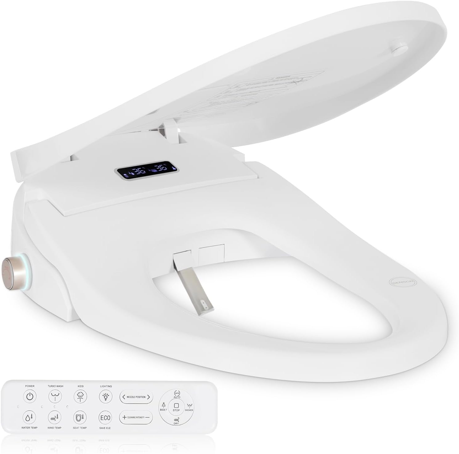 GenieBidet Electric Bidet Toilet Seat - Self Cleaning Heated Elongated ...