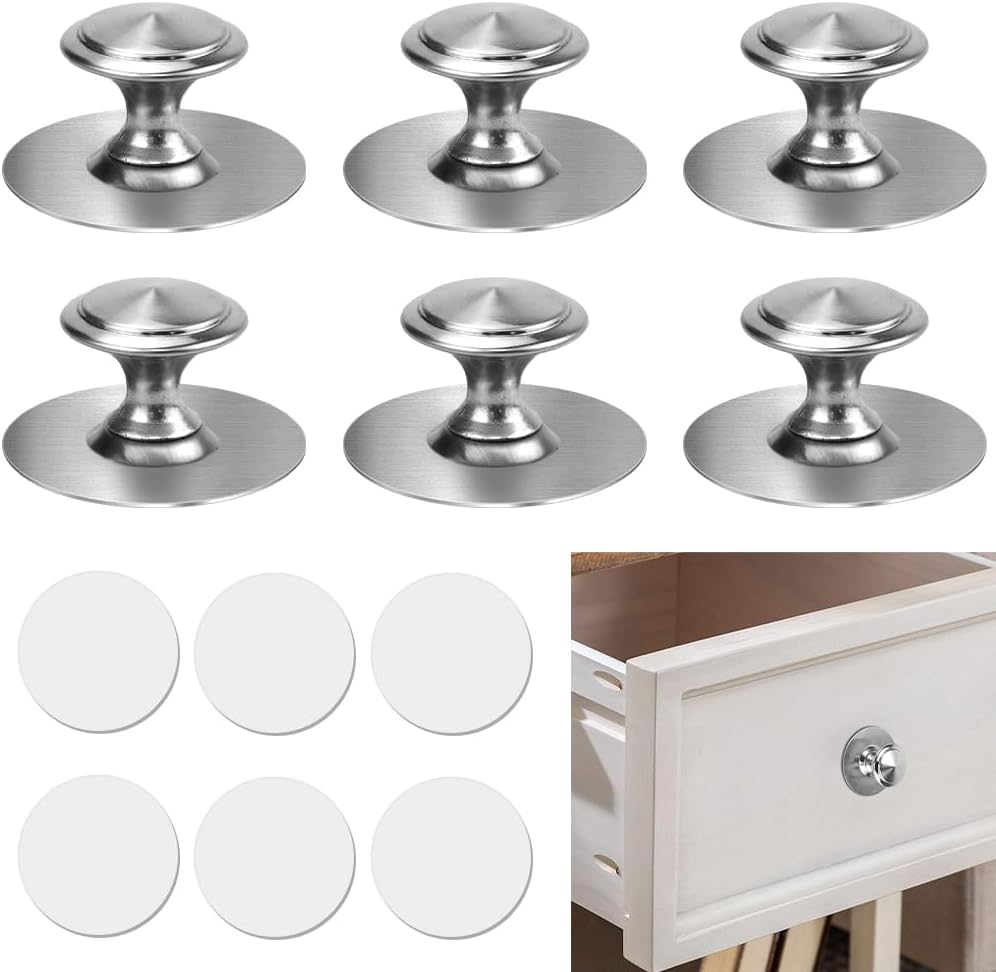 XAVSWRDE 6 PCS Cabinet Knobs Self-Adhesive Drawer Knobs Self-Stick ...