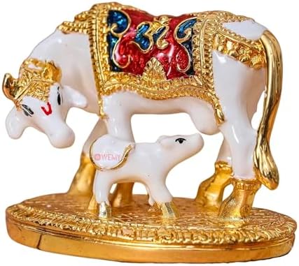 Amazon.com: House Of Wemy Kamdhenu Cow with Calf Idol for Vastu, Good ...