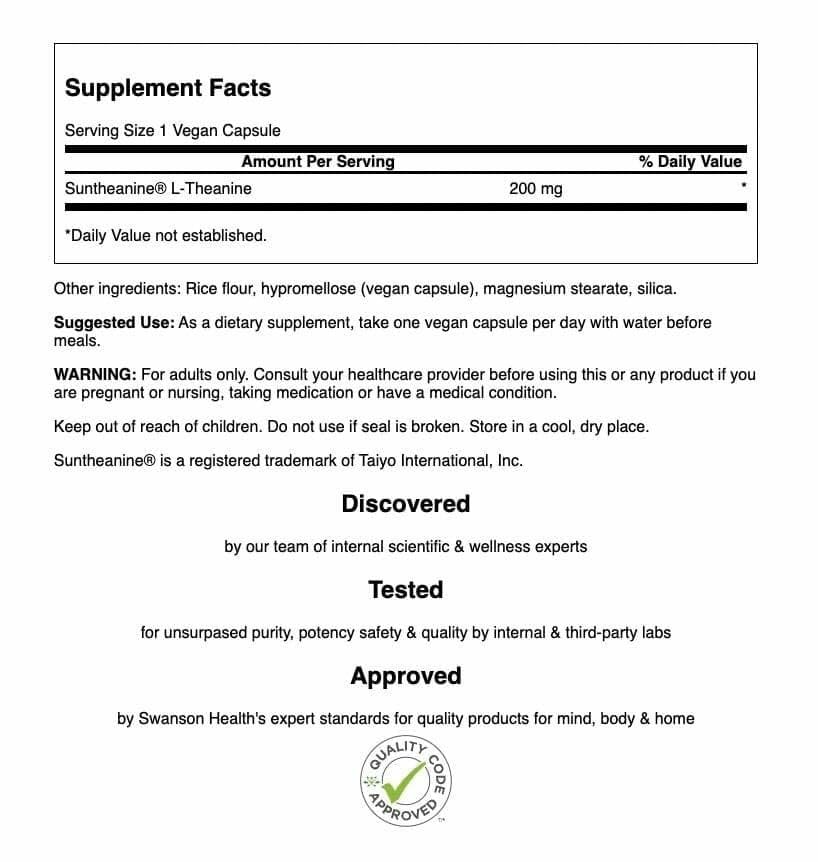 Snapklik.com : Amino Acid Double Potency Suntheanine L-Theanine 200 ...