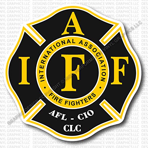 Iaff Union Firefighter Decal Sticker Black Yellow White 3 7 ...