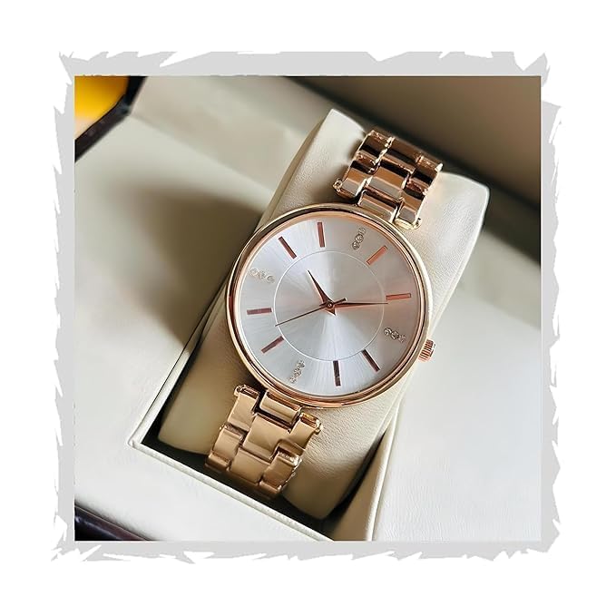 Buy The Shopoholic Analog Rose Gold Colored Diamond Studded Dial Women ...