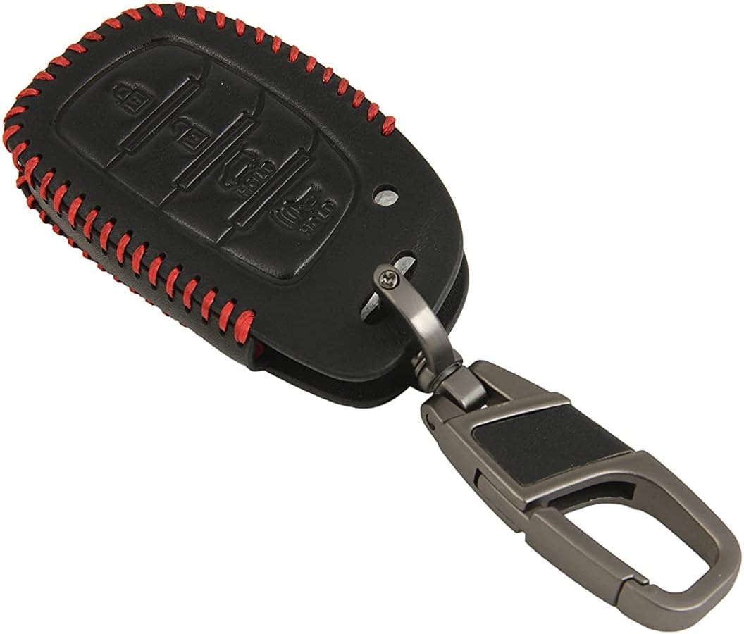 AUTOFRILL 4 Button Smart Key Remote Leather Car Key Cover for Hyundai ...