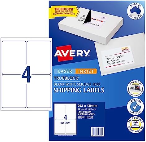 Avery Trueblock A4 Labels for Laser & Inkjet Printers - Printable ...