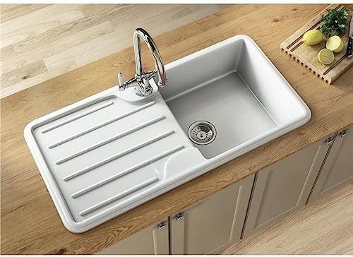Liquida LP10WH 1.0 Bowl Composite Reversible Inset White Kitchen Sink ...