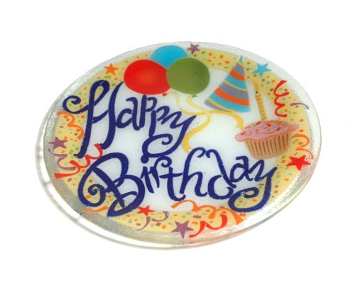 Buy Peggy Karr Handcrafted Art Glass Birthday Plate, Round, 11-Inch ...