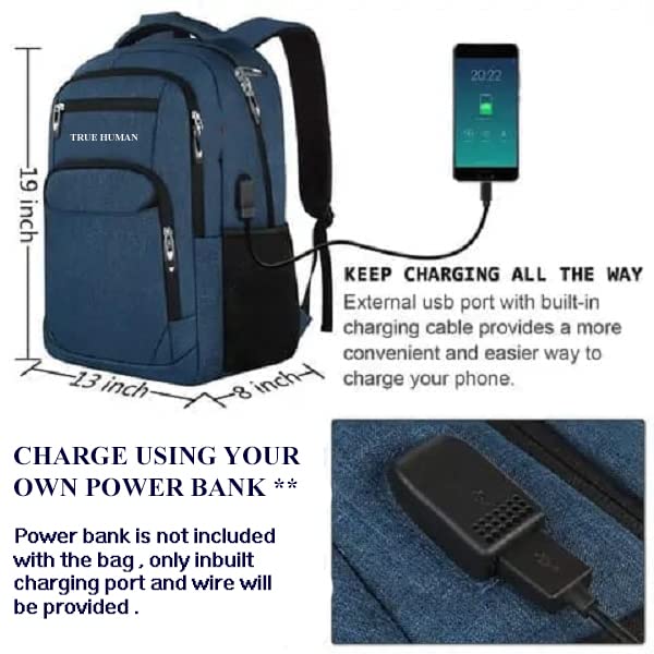 Buy TRUE HUMAN® Emperor Anti-Theft Pocket backpack With USB charging ...