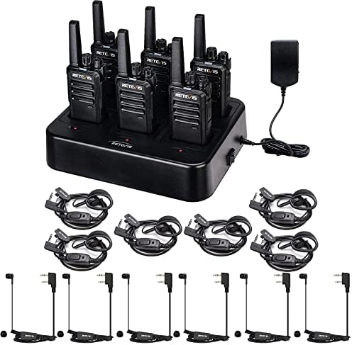 Amazon.com: Retevis RT68 Walkie Talkie(6 Pack) with Earpiece(12 Pack ...