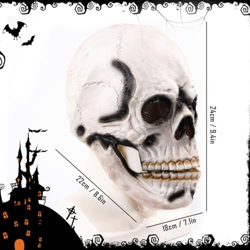 Fonyet Halloween Mask Scary Skull Mask Adult with Movable Jaw, Full ...