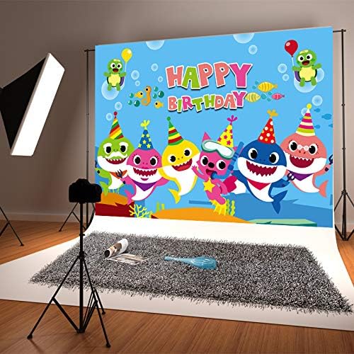 Aisnyho Baby Shark Backdrop Blue Ocean Baby Shark Family Theme ...