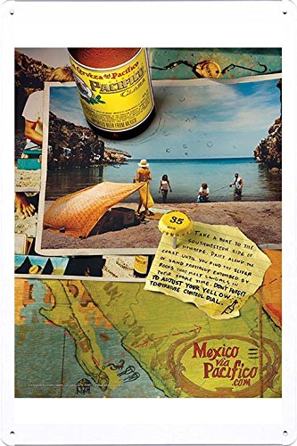 Tin Sign Metal Poster Plate (8"x12") of Pacifico Beer: SECRET BEACH by ...