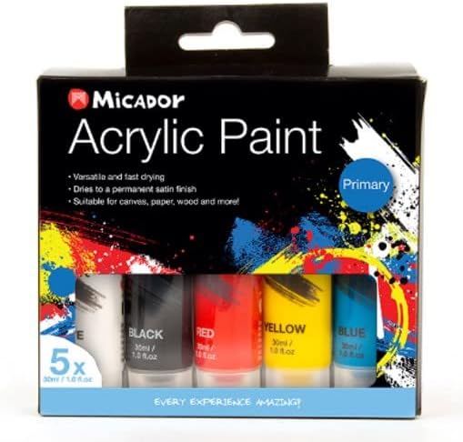 Micador Acrylic Paint, Assorted, 30 ml (Pack of 5) : Amazon.com.au: Home
