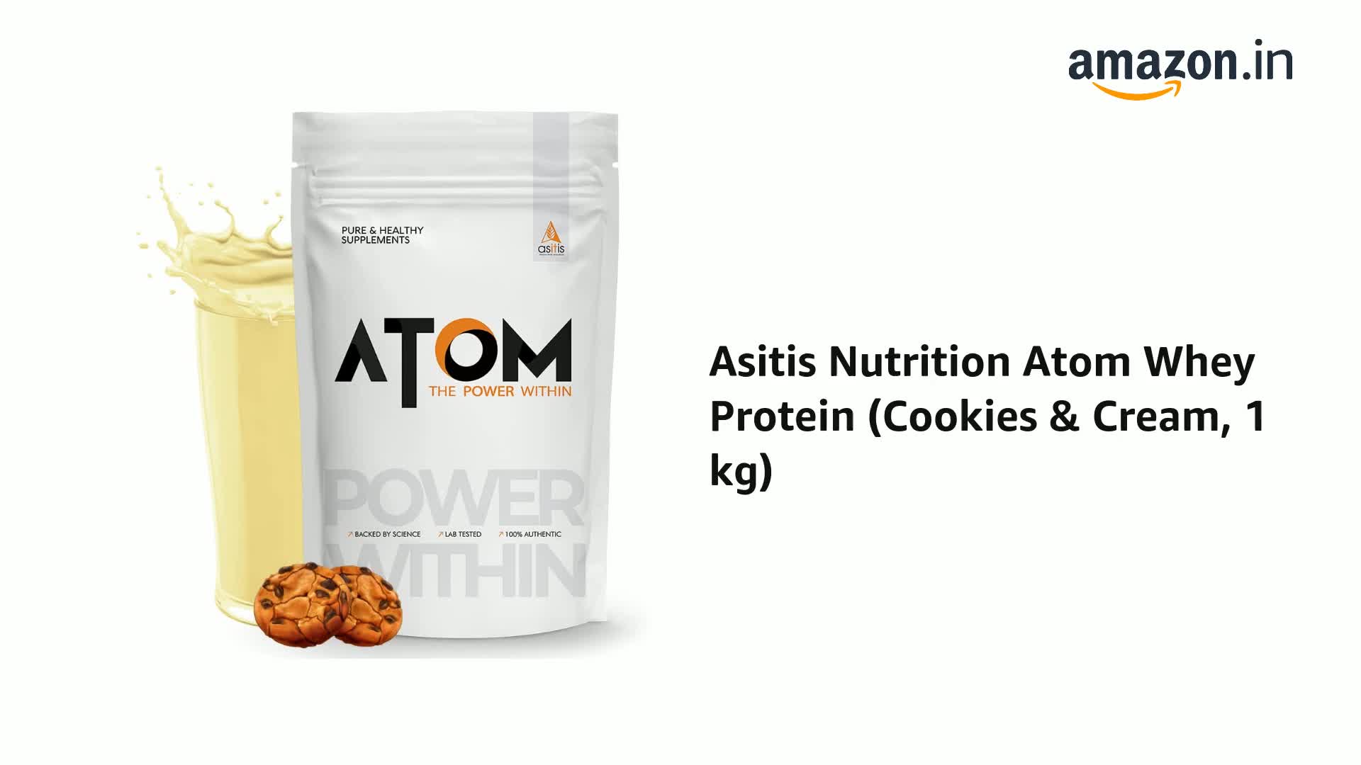 Watch Asitis Nutrition Atom Whey Protein ﹙Cookies & Cream, 1 kg﹚ on ...