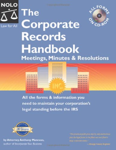 The Corporate Records Handbook: Meetings, Minutes & Resolutions: All ...