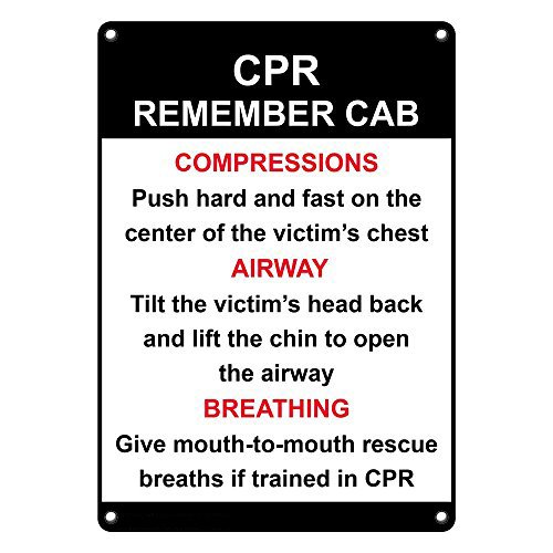 Weatherproof Plastic Vertical CPR - Remember Cab Compressions Push Sign ...