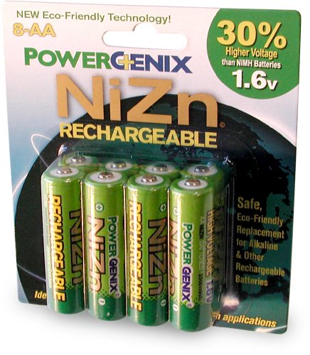 PowerGenix ZRPGX-AA8 AA 1.6v 2500 mWh ZiNc High-Voltage Rechargeable ...