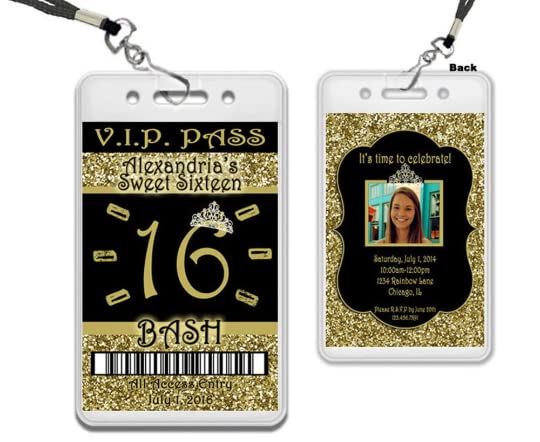 Amazon.com: Glitter Sweet 16 VIP Lanyard Passes - Sweet Sixteen VIP ...