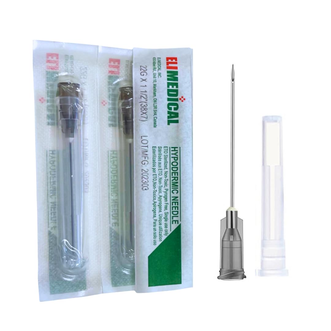 Elimedical Veterinary Hypodermic Needle, Poly Hub 22G x 1.5 inch, 100 per Box, Individually ...