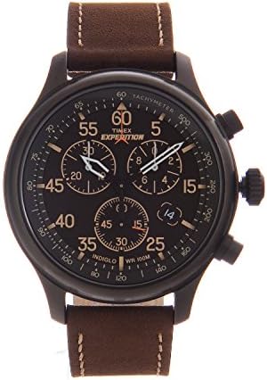 Timex Mens T49905GP Expedition Field Chronograph Genuine Leather Strap ...