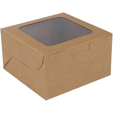 EDATOFLY 50 Pack Brown Bakery Boxes with Window, Brown Kraft Paper Cake ...