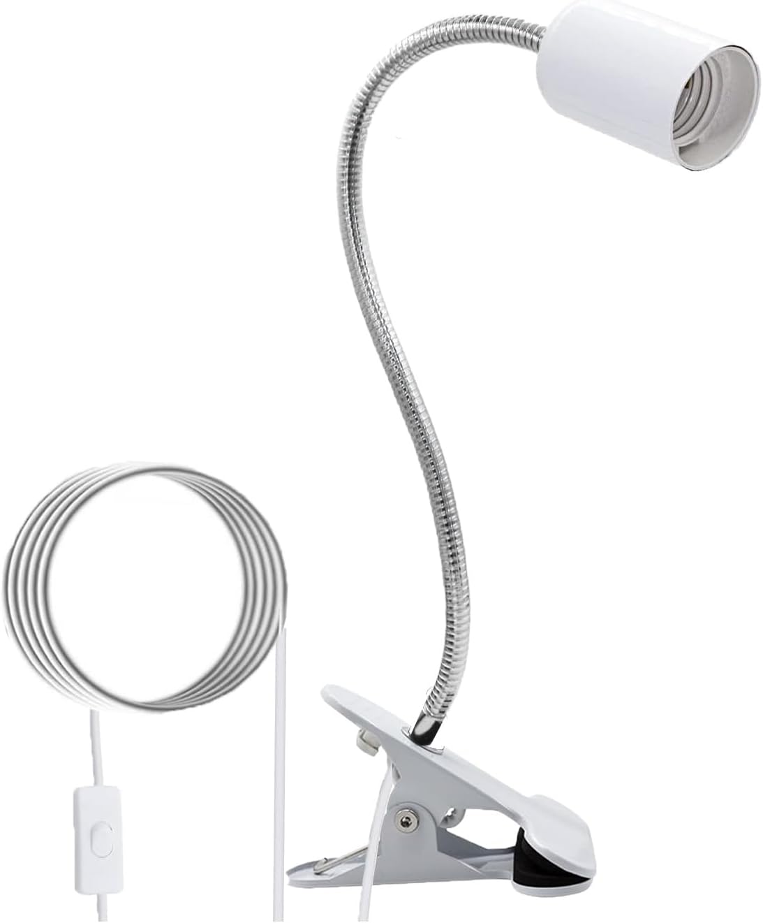 Clip on Desk Lamp,Flexible Wire Clip Holder E26/E27 Base, Light Socket ...