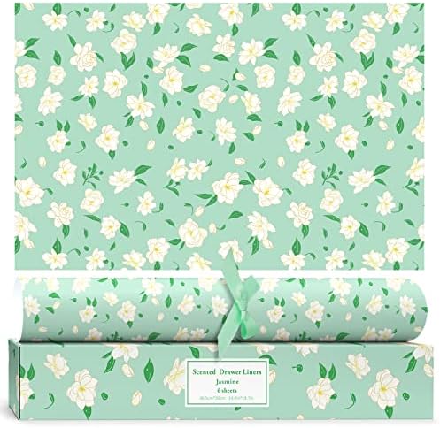 SCENTORINI Jasmine Scented Drawer Liners, Scent Paper Liners for ...