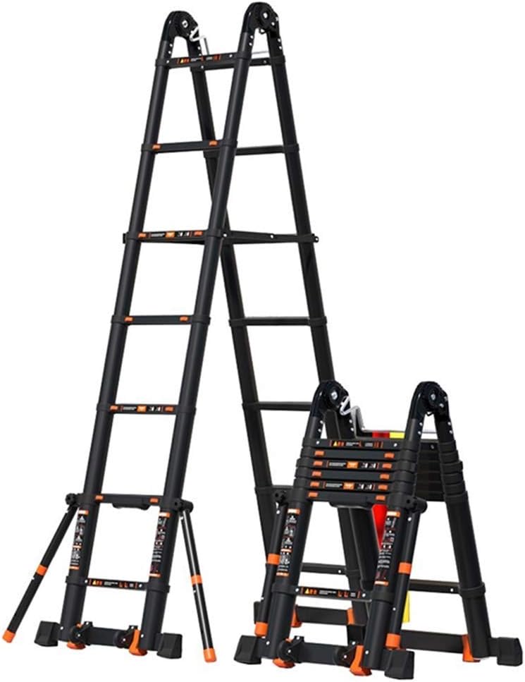 Buy FXLYMR Telescopic Ladder Portable Collapsible Ladders,Black ...