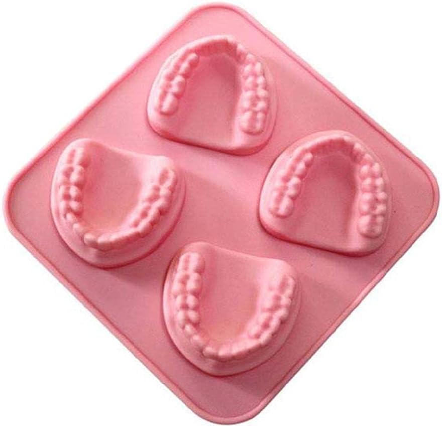 4 Hole Denture Teeth Shaped Ice Cube Mold Silicone Ice Tray DIY Ice ...