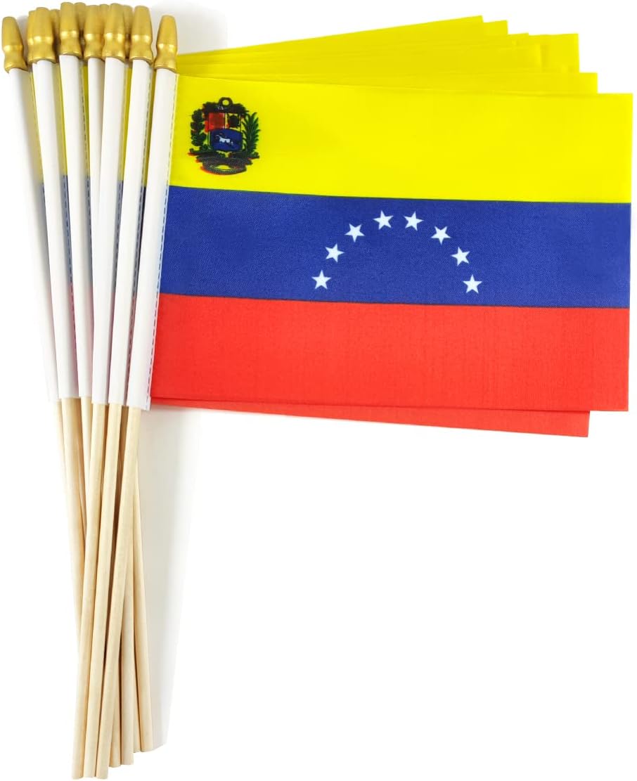 Amazon.com : QQSD Venezuela Small Flag Venezuelan Stick Mini Hand Held ...