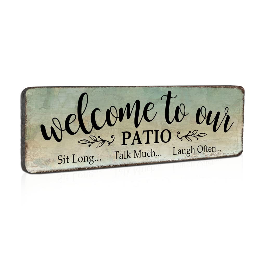 Amazon.com : Patio Signs Welcome To Our Patio Sign Wooden Hanging Patio ...