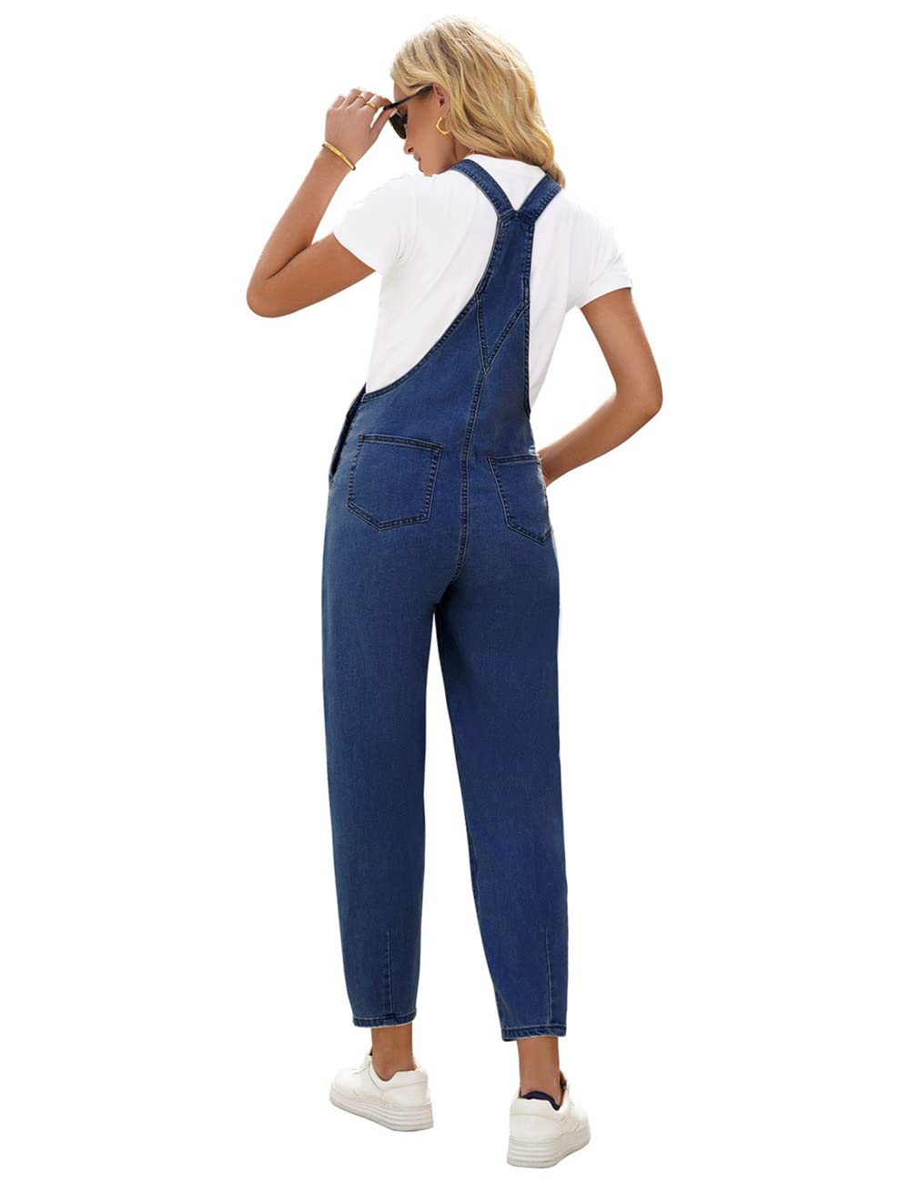 Snapklik.com : Womens Casual Adjustable Straps Denim Bib Overalls Deep ...