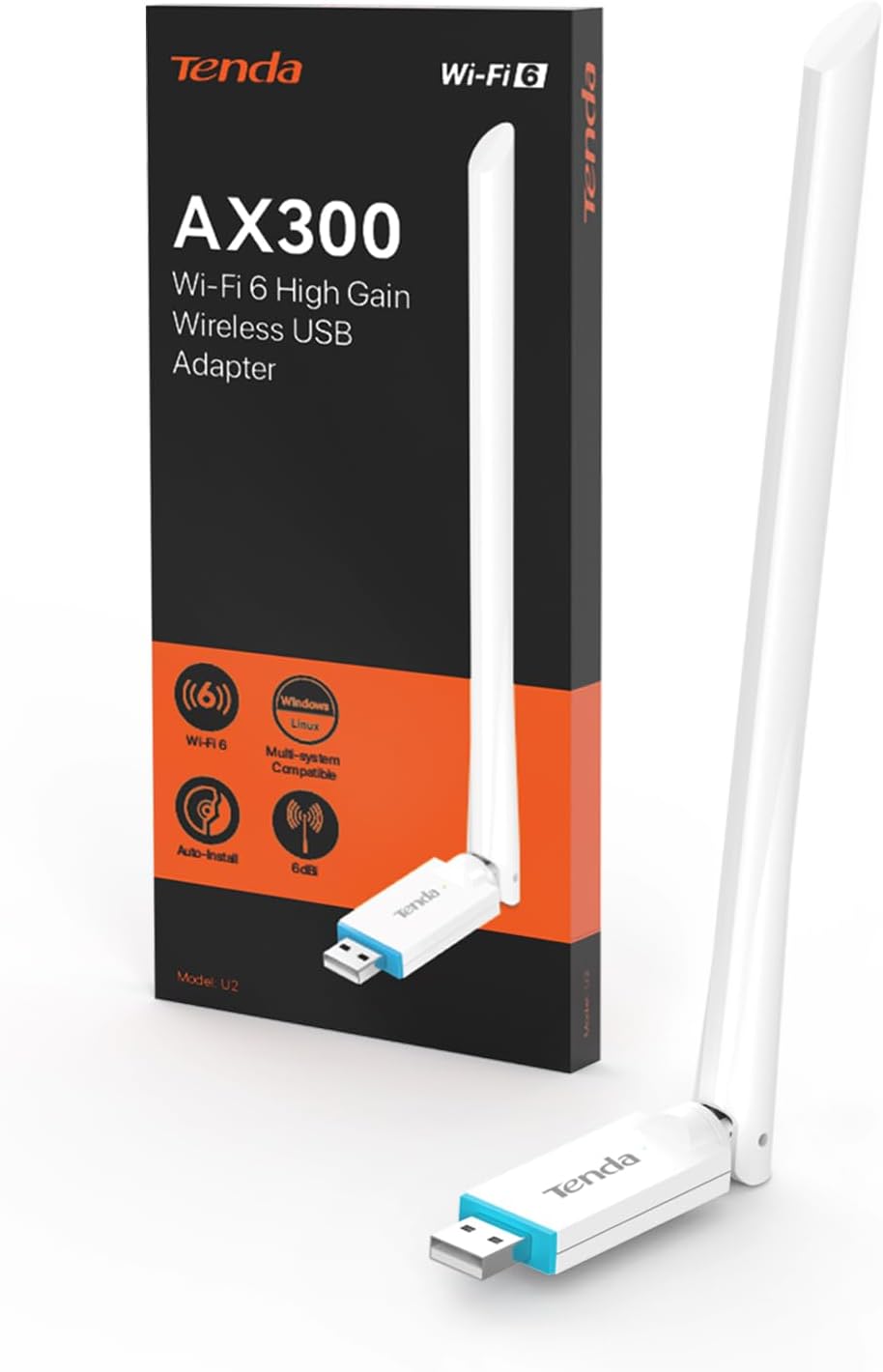 Tenda WLAN USB Stick Adapter für PC, AX300 2.4G 286Mbit/s, 6dBi Antenne ...