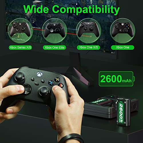Fast Charge Xbox Controller Battery Pack, 2600mAh x2 Rechargeable ...