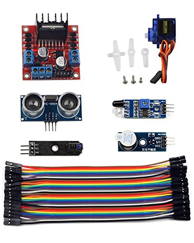 Buy REES52 6 Sensor Modules Smart Car Kit HC-SR04 L298N Motor Driver Board Active Buzzer ...