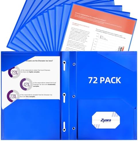 Amazon.com : Ayearparty 72 pcs Blue Plastic Folders with Clear Front ...