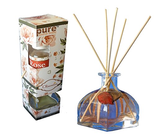 Pure Source India Reed Diffuser Set with 100ml Rose Diffuser Oil- Set ...