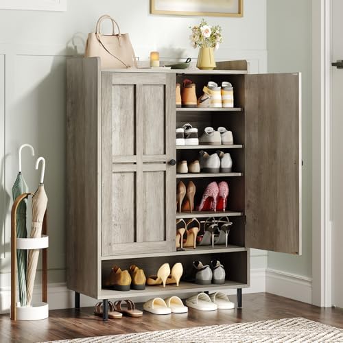 Amazon.com: ONBRILL Shoe Cabinet with Cross Molding Doors, 6-Tier Shoe ...
