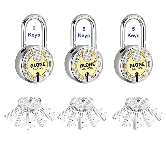 Alone Round 3 Padlock 65mm Brass Top 5 Keys Each | Hard Shackle Double ...