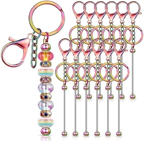Amazon.com: Misdary 12 Pcs Beadable Keychain Bars Metal Bead Keychain ...