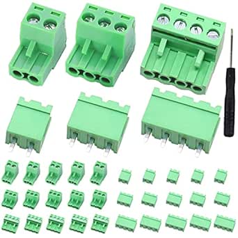 DAOKAI 30 Sets 2-Pin 3-Pin 4-Pin 2EDG 5.08mm Pitch Pluggable PCB Screw ...