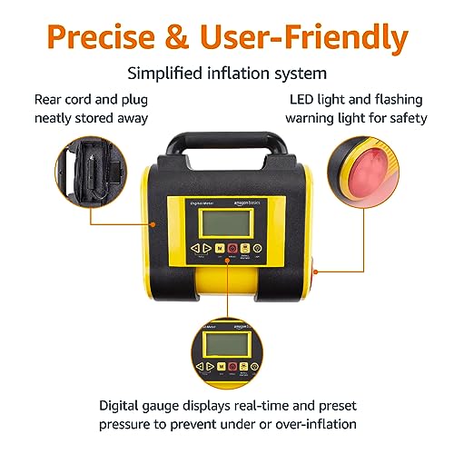 Snapklik.com : Basics Tire Inflator Portable Air Compressor Pump
