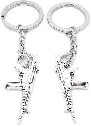 Amazon.com: 5 Pieces Metal Antique Silver Color Keychains Keyrings ...