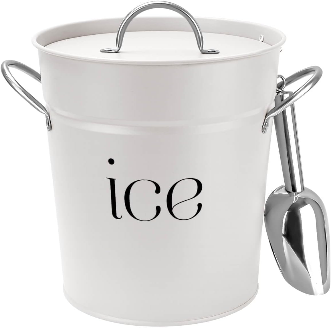Amazon.com: 3Qt White Galvanized Ice Bucket with Lid, Scoop & Handles ...
