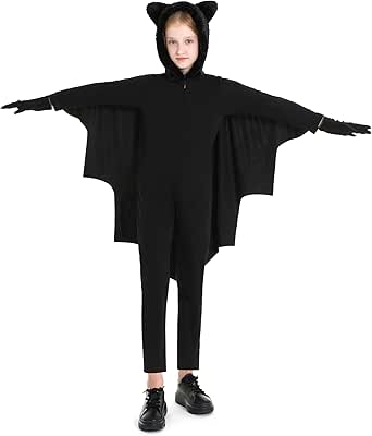 Amazon.com: Bat Costume for Kids Halloween Dress-Up Set with Flowing ...