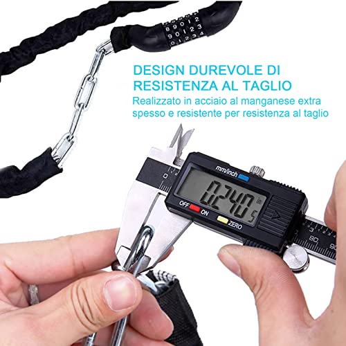 Bicycle Chain Padlock Long Heavy Duty 5 Digit Codes 100,000 High ...