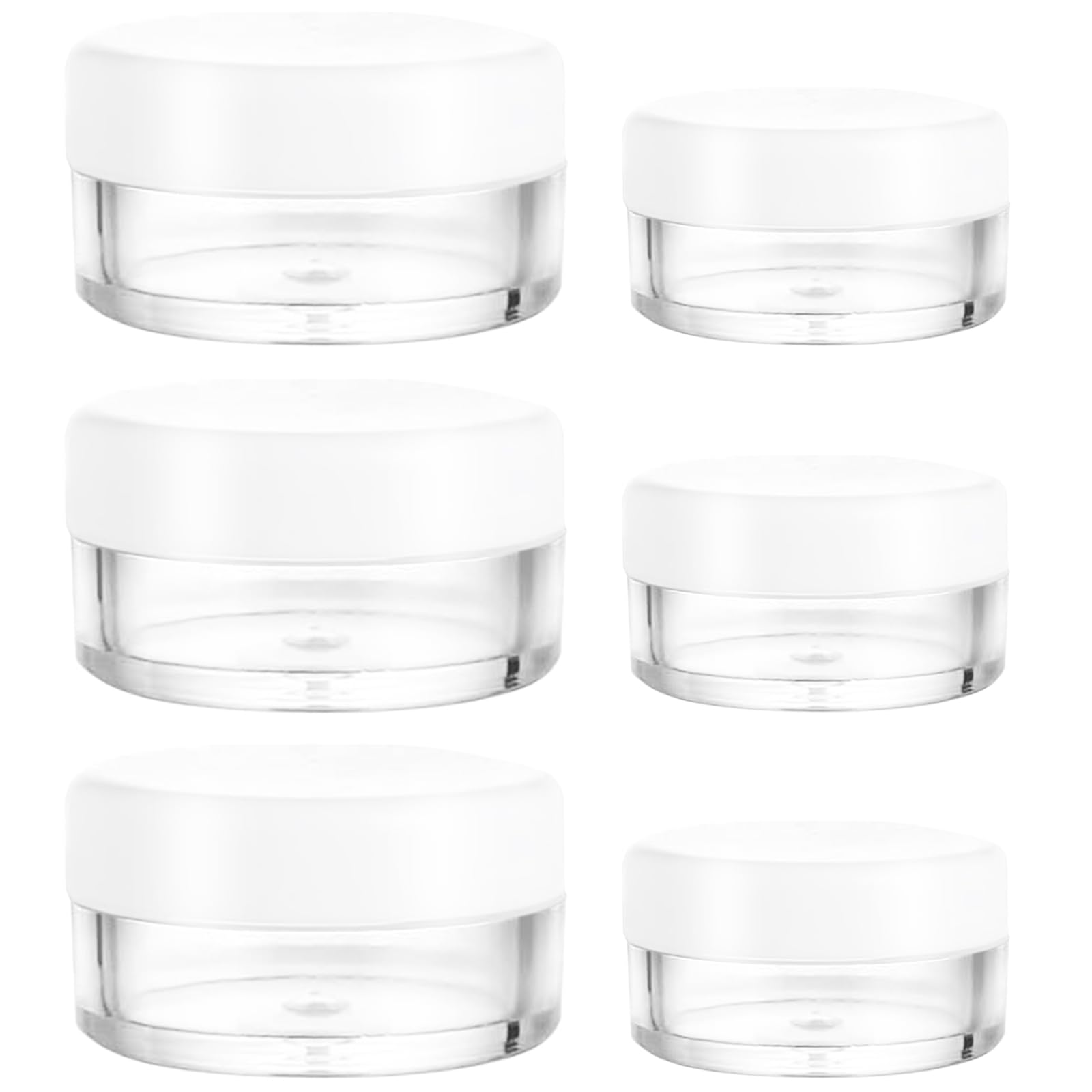 Coptiner 6Pcs Empty Plastic Cosmetic Jars with White Lids,Mini Travel ...