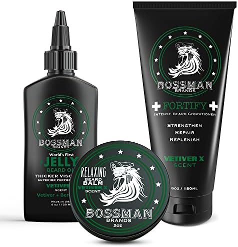 Amazon.com : Bossman Essentials Beard Kit for Men - Beard Oil Jelly ...