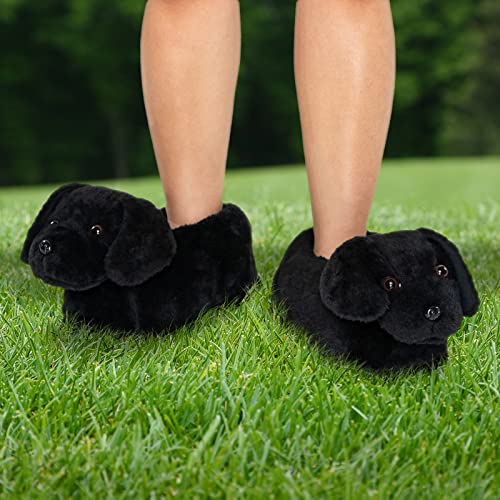 Buy Silver Lilly Black Lab Slippers - Plush Labrador Dog Slippers w ...